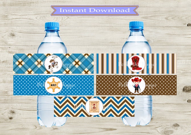 Cowboy Western Water Bottle Labels - Instant Digital Printable Download ...