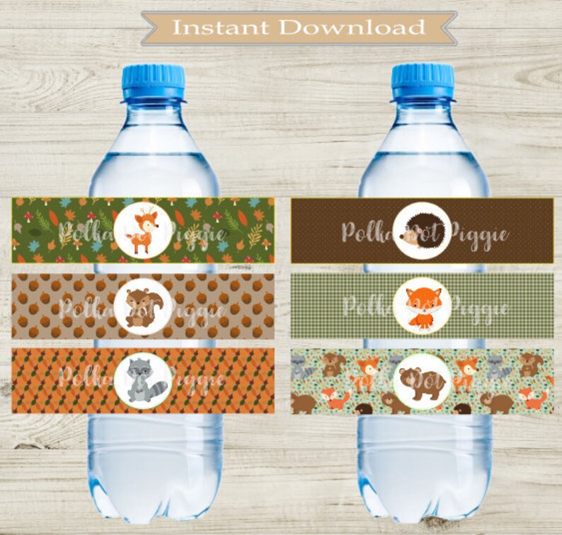 Woodland Friends Forest Friends Water Bottle Labels Instant - Etsy Ireland
