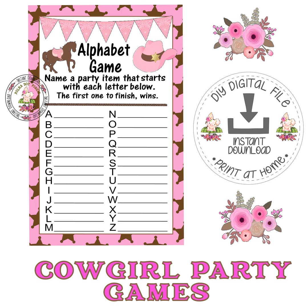 Cowgirl Alphabet Birthday Party Bachelorette Party Baby Shower Wedding ...