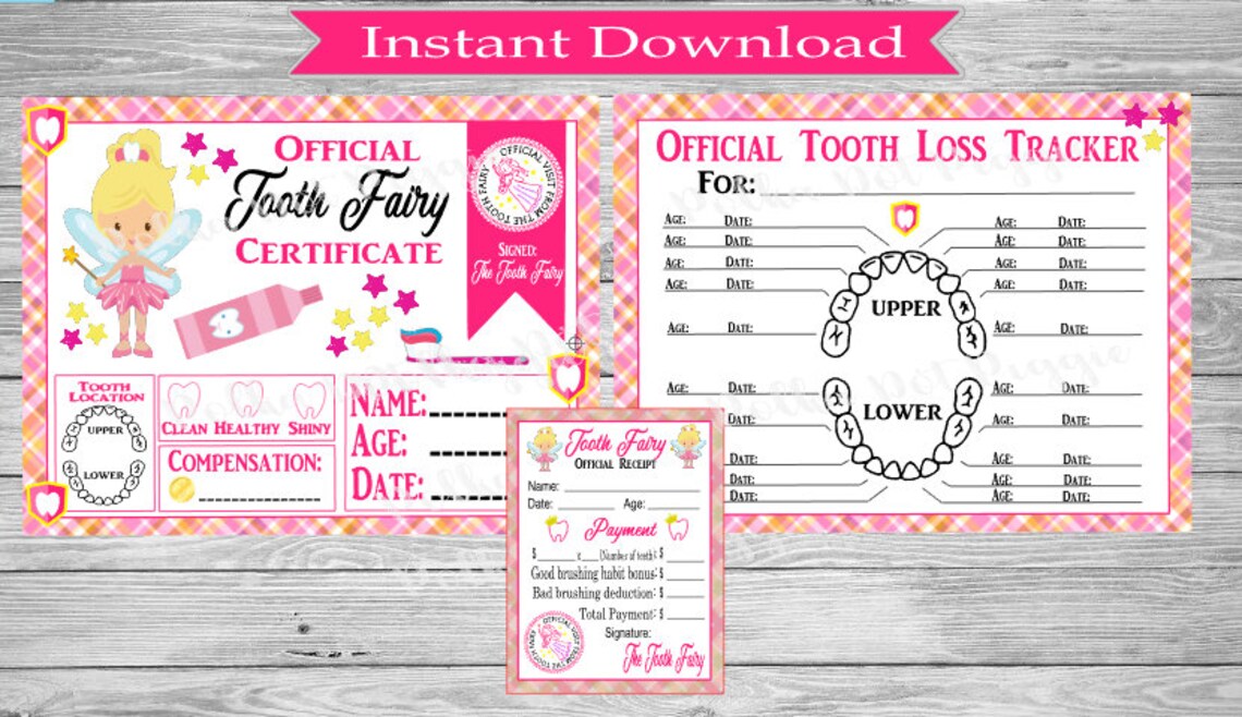Girl Tooth Fairy Kit Blonde Girl Includes Lost Tooth Tracker/tooth ...