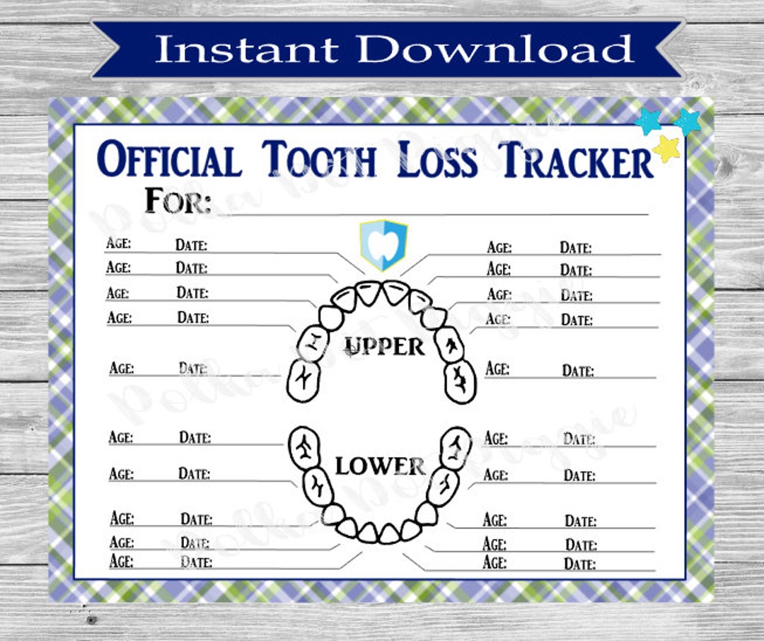 Lost Tooth Tracker Certificate Boy Tooth Fairy Instant Printable ...