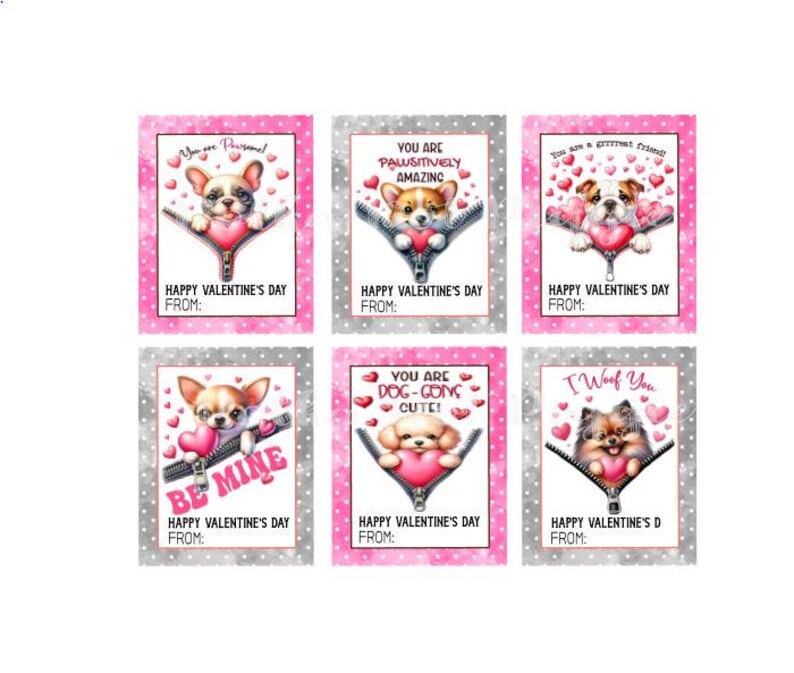 Cute Puppy Dog Kid Valentine Printable Instant Download School ...