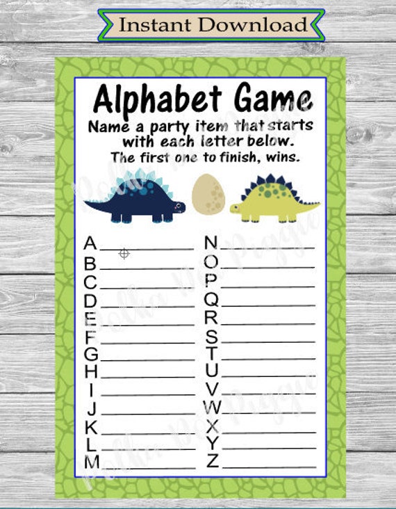 Dinosaur Alphabet Birthday Party Game Instant Digital | Etsy