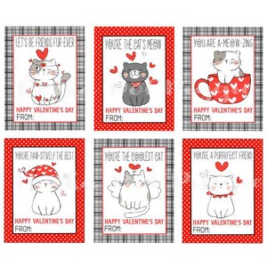 Cat Cool Kitten Kid Valentine Printable Instant Download School ...