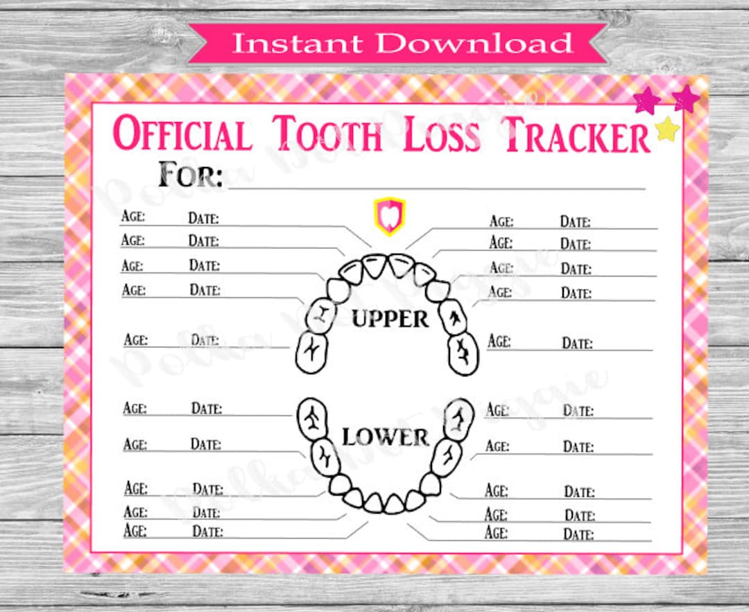 Lost Tooth Tracker Certificate Girl Tooth Fairy Instant Printable ...