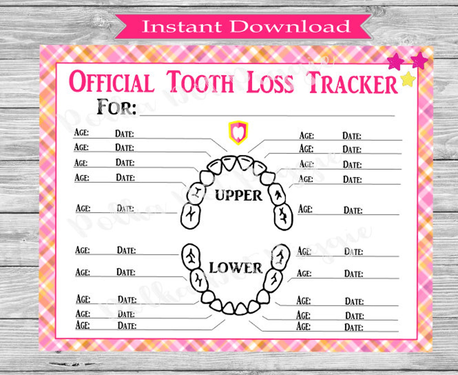 Lost Tooth Tracker Certificate Girl Tooth Fairy Instant Printable ...