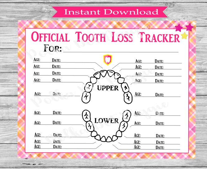 Lost Tooth Tracker Certificate Girl Tooth Fairy Instant Printable ...