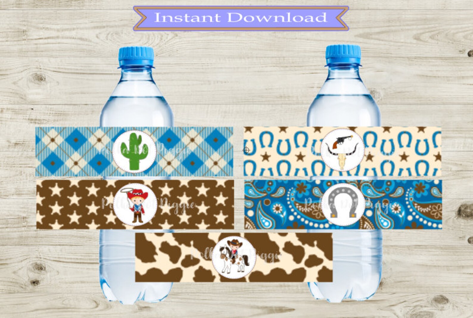 Cowboy Western Water Bottle Labels - Instant Digital Printable Download ...