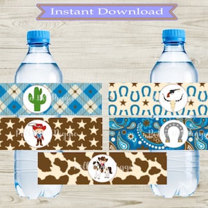 Cowboy Western Water Bottle Labels - Instant Digital Printable Download ...