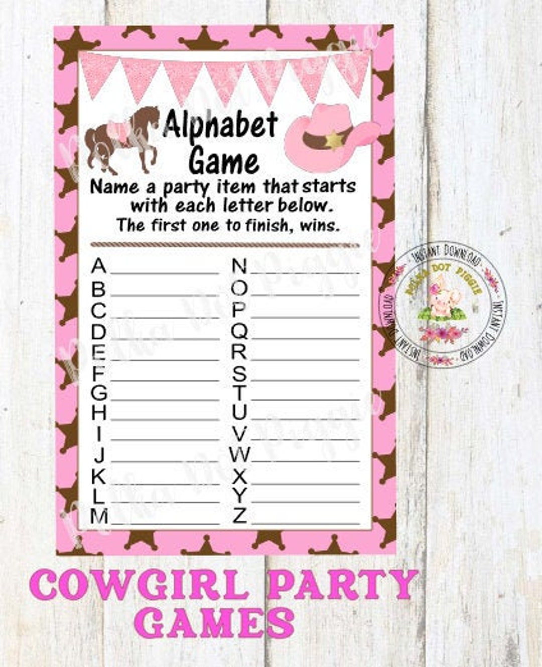 Cowgirl Alphabet Birthday Party Bachelorette Party Baby Shower - Etsy