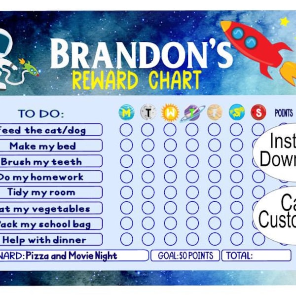 Galaxy Chore Chart Printable - Etsy