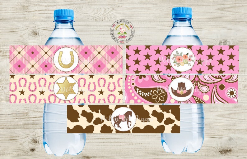 Cowgirl Western Water Bottle Labels Instant Digital Printable Download ...