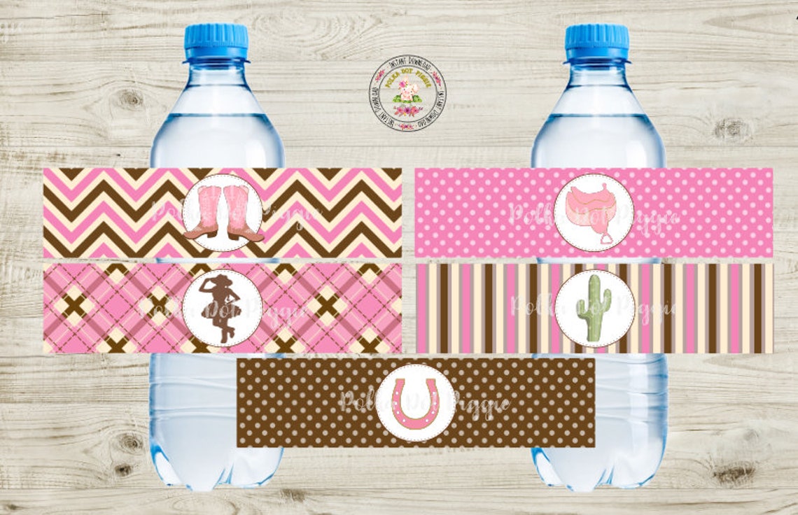 Cowgirl Western Water Bottle Labels Instant Digital Printable Download ...