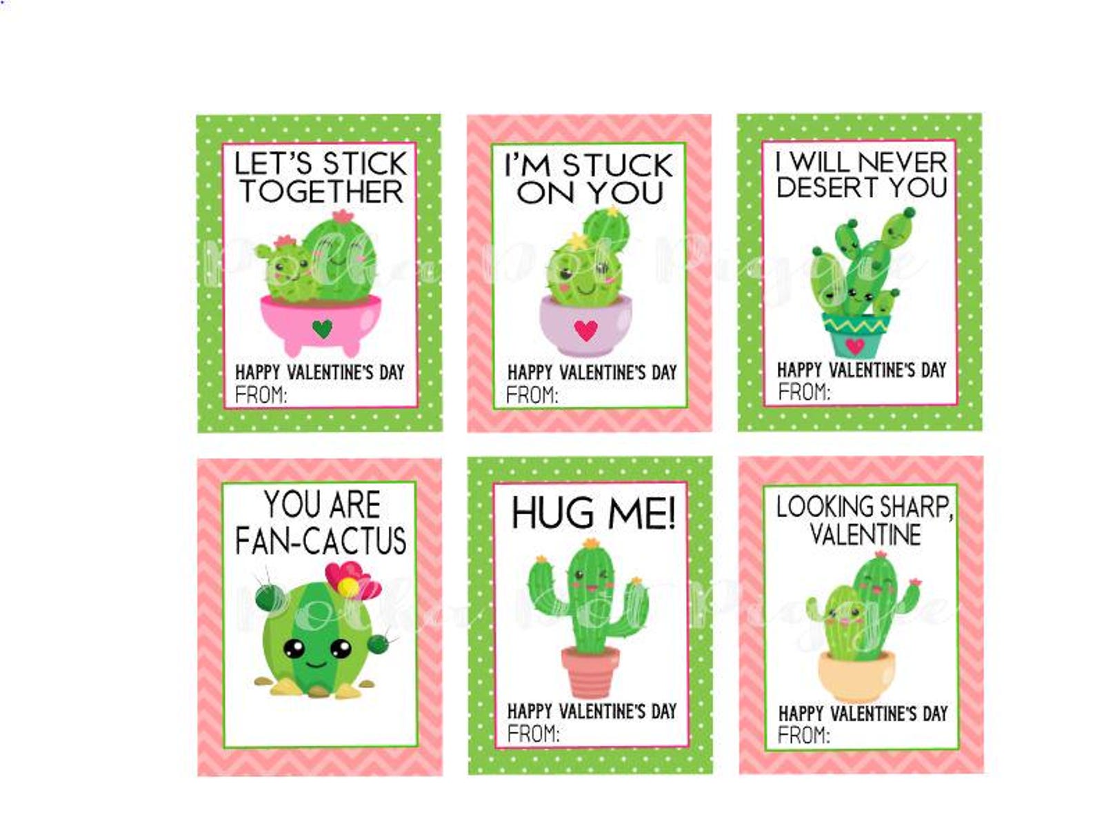 Cute Cactus Kid Valentine Printable Instant Download School Valentine ...