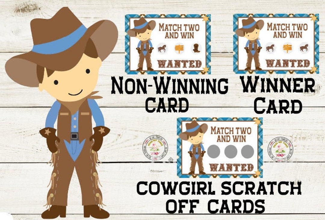 Cowboy Set of 16 Scratch off Cards Boys Party Bachelorette Baby Shower ...