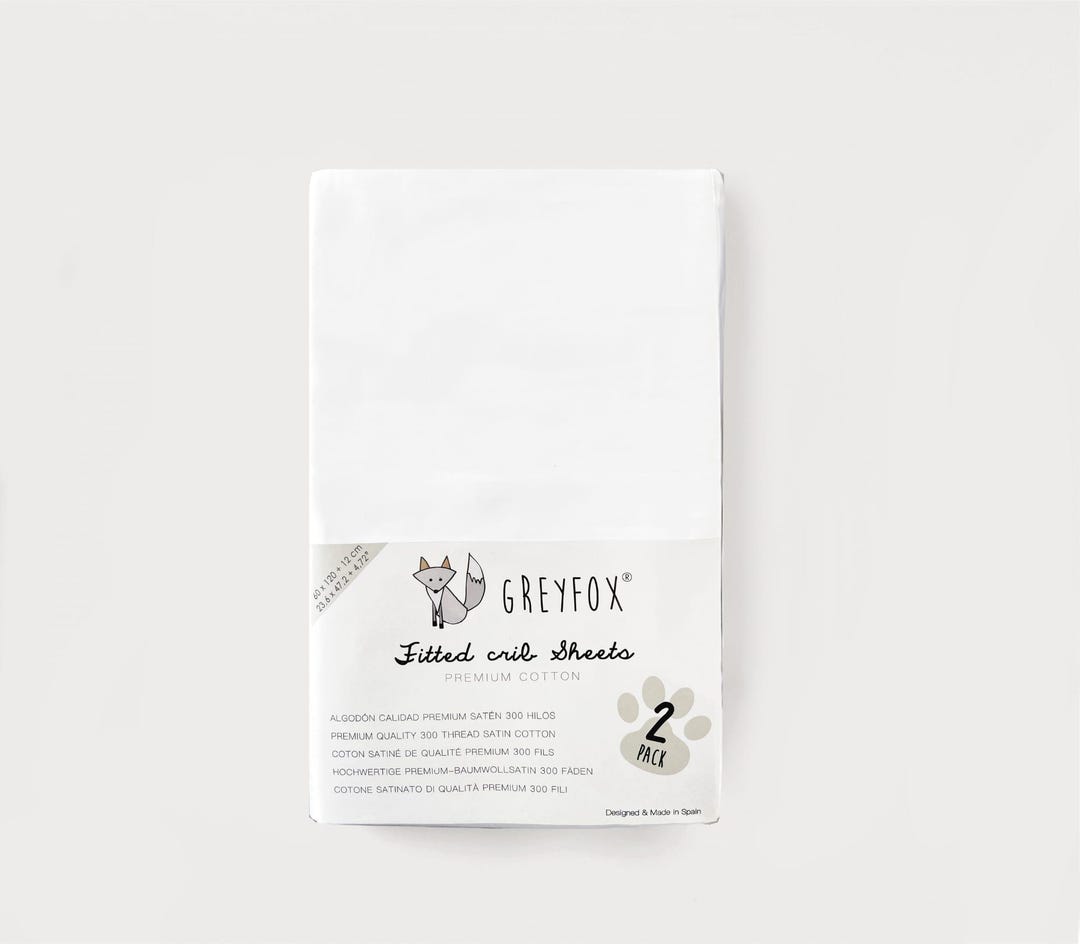 Pack of 2 Fitted Crib Sheets | 100% Sateen Cotton, 300 Thread Count ...