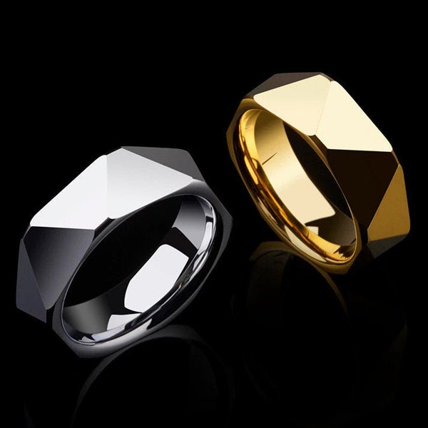 Faceted Wedding Ring - Etsy