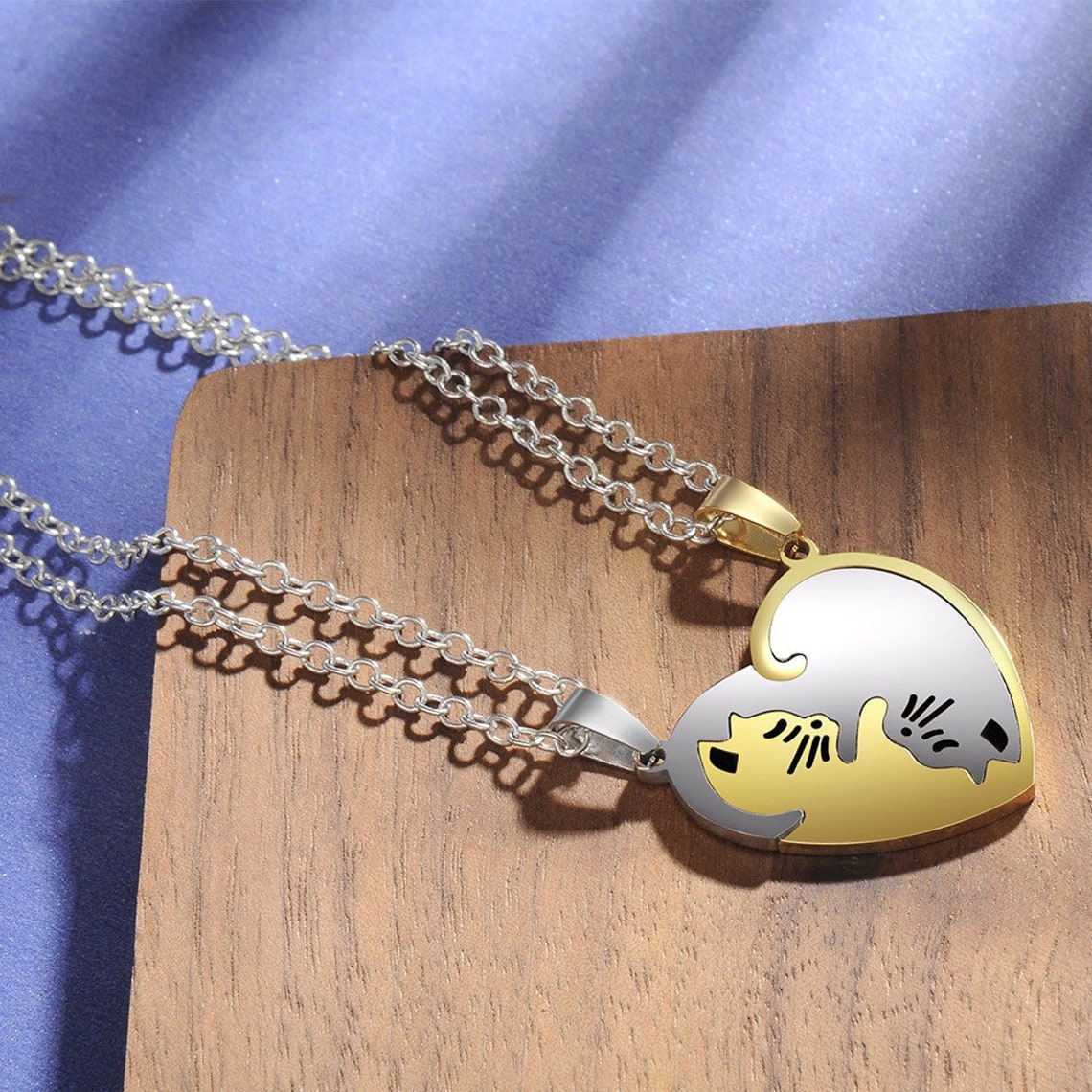 Cat Friendship Necklace Bff Jewelry Best Friends Necklace Etsy Australia