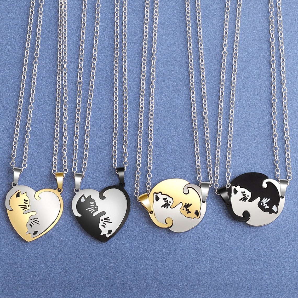 Cat Friendship Necklace Bff Jewelry Best Friends Necklace Etsy Australia
