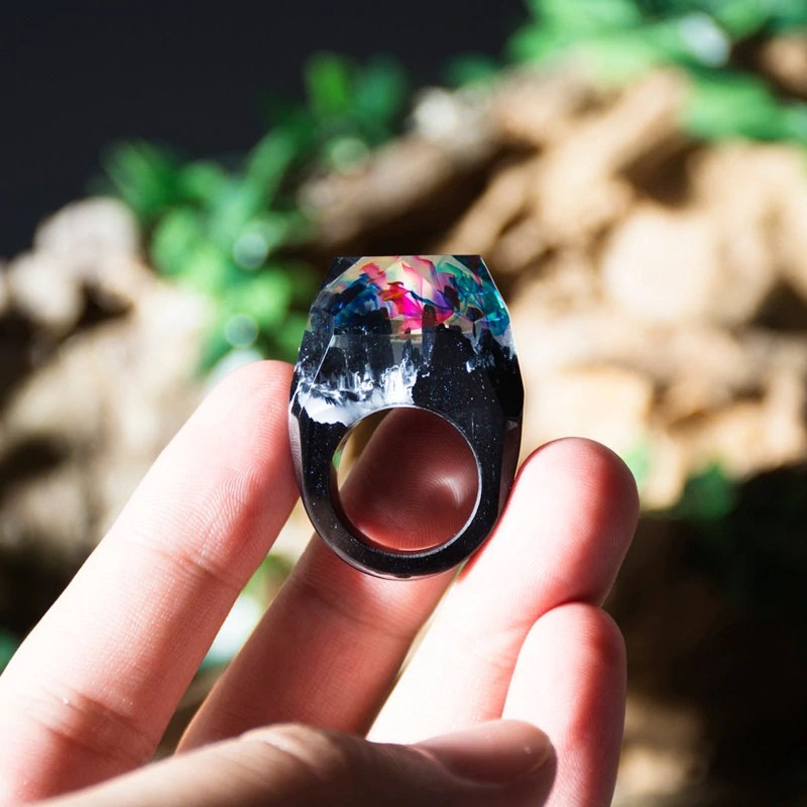 Aurora Borealis Ring Secret World Ring Northern Lights Ring | Etsy