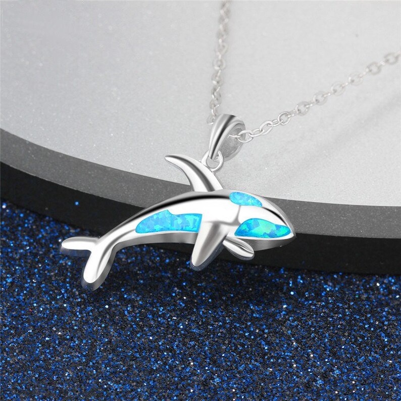 Silver Orca Necklace Opal Necklace Killer Whale Pendant Ocean - Etsy