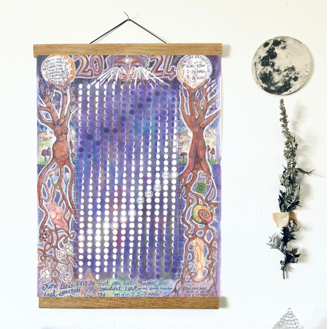 BOGOF 2024 MOON Calendar Moon Chart / Eco Recycled Paper Veg Based Ink ...