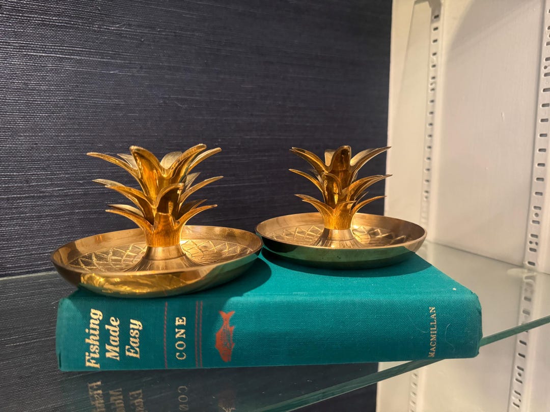 Pair of Brass Pineapple Candlesticks - Etsy