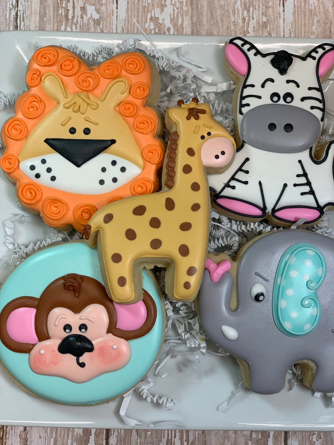 Zoo Animal Decorated Sugar Cookies, Baby Shower Cookies, Shower Favors ...