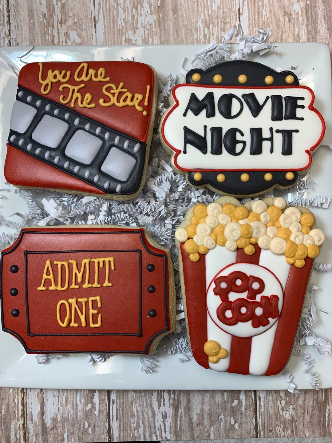Move Night Theme Sugar Cookies, Popcorn Cookies - Etsy