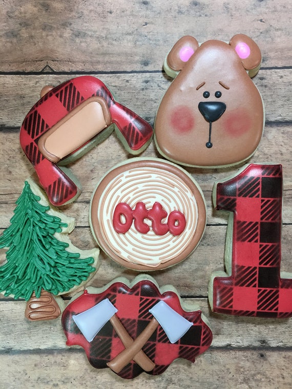 Lumberjack Themed First Birthday Cookies Buffalo Plaid | Etsy