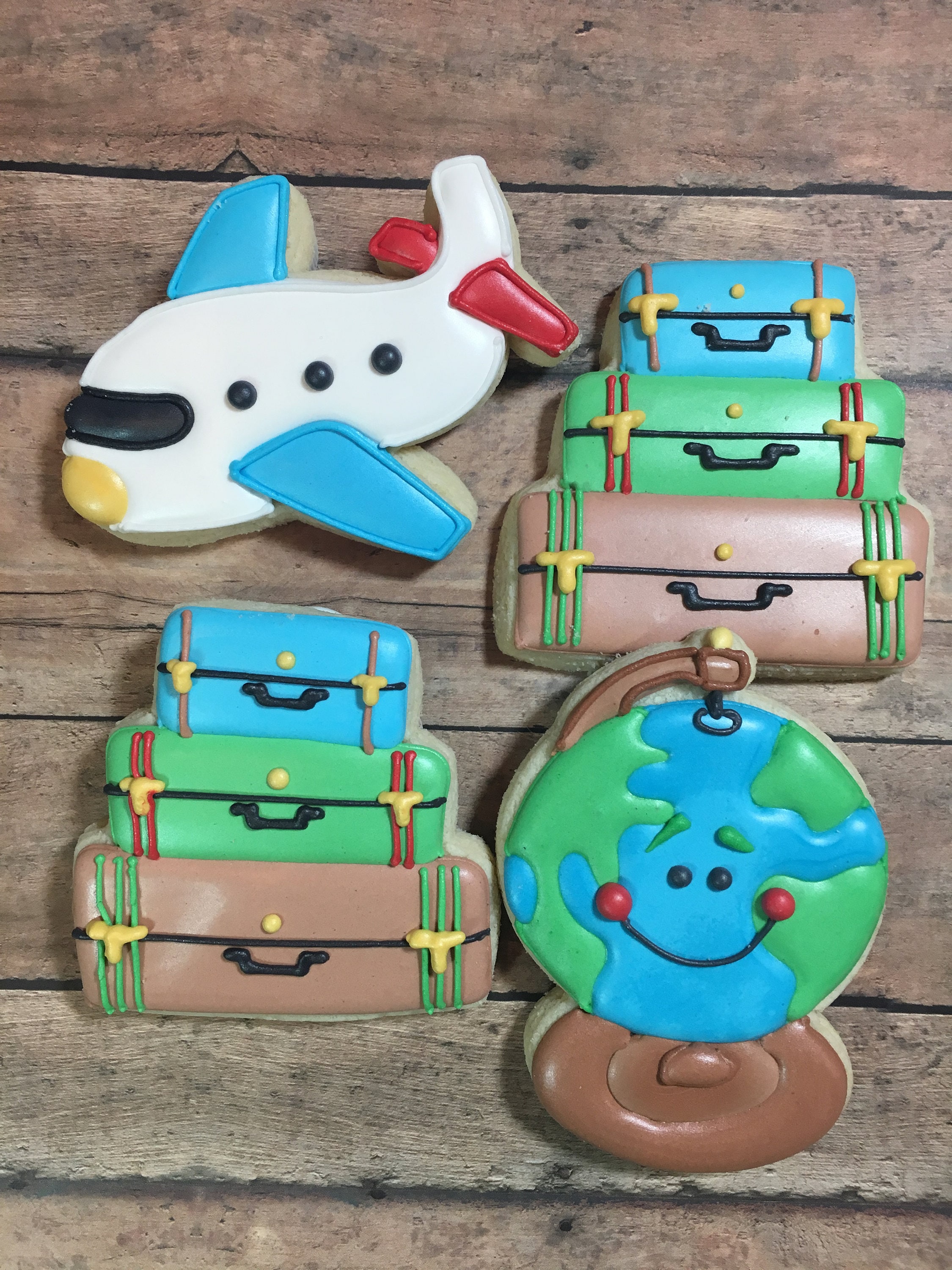Travel Cookies, Globe Cookies, Airplane Cookies, Suitcase Cookies - Etsy