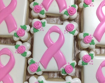 Pink Ribbon Cookies - Etsy