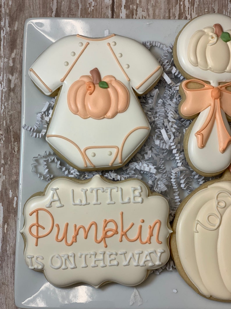 Pumpkin Baby Shower Cookies A Little Pumpkin is on the Way - Etsy