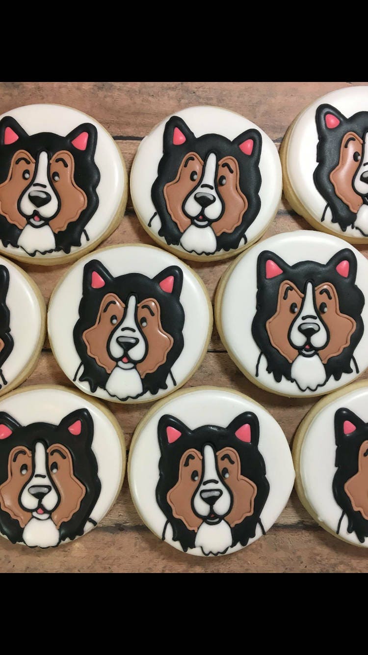 Sheltie Decorated Sugar Cookies, Dog Cookies, Party Favors - Etsy
