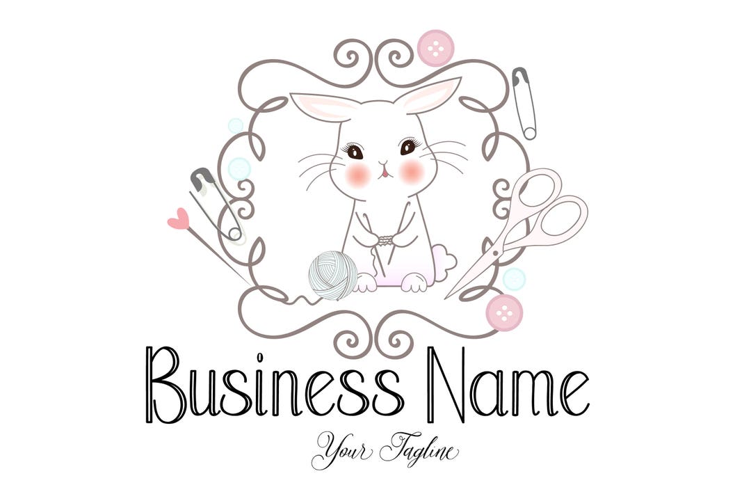 Crochet Yarn Logo, Bunny Sew Knitting Logo Design, Rabbit Cute Sew ...