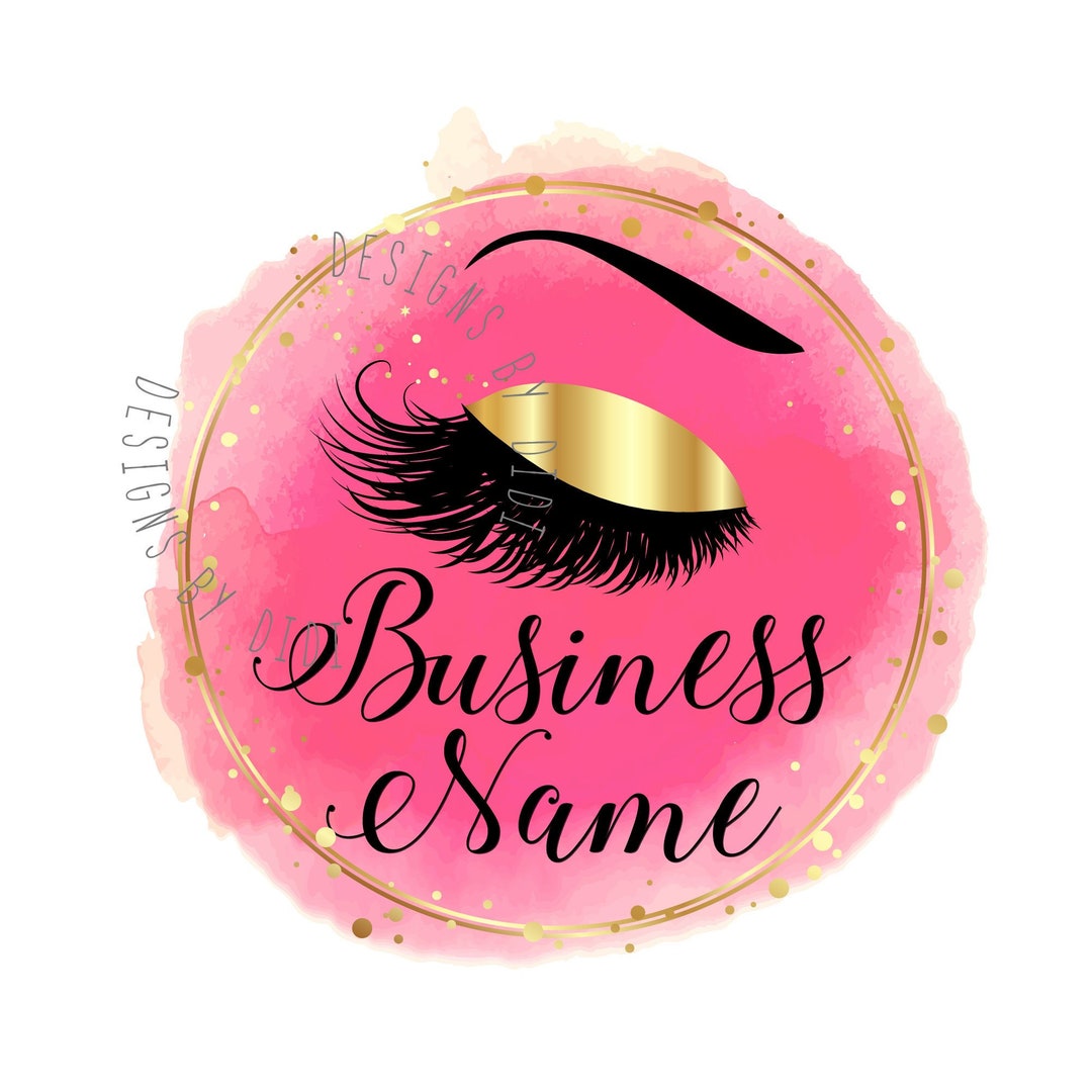 Gold Pink Lashes Logo: Premade Eyelash Extension Design (digital Files ...
