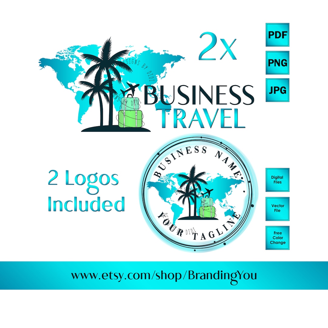 Travel Agent Logo: Palm Tree & Suitcases Branding (digital Files) - Etsy