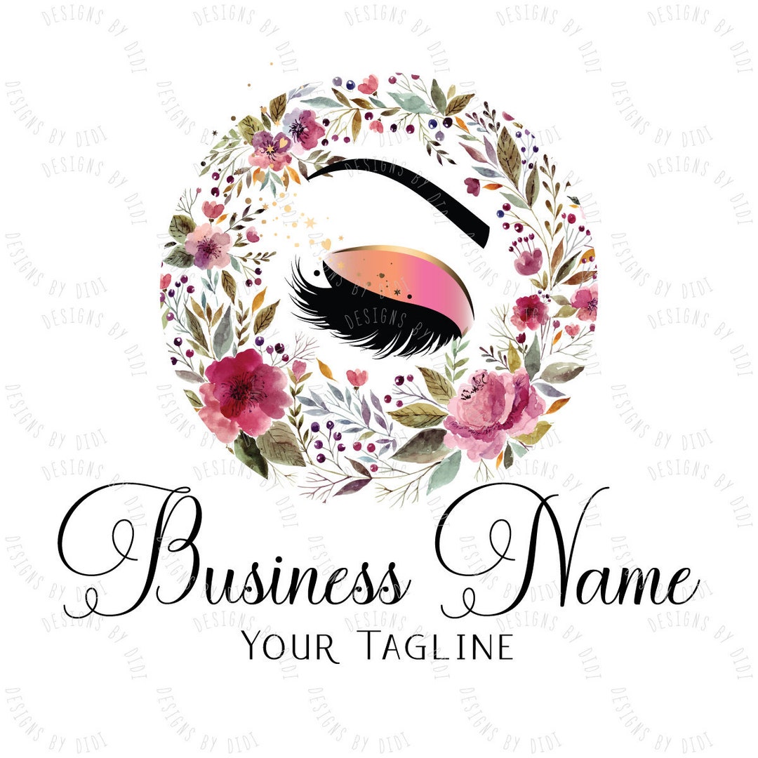 Lash Logo, Beauty Logo, Custom Logo, Eyelash Flowers Logo, Cosmetics ...