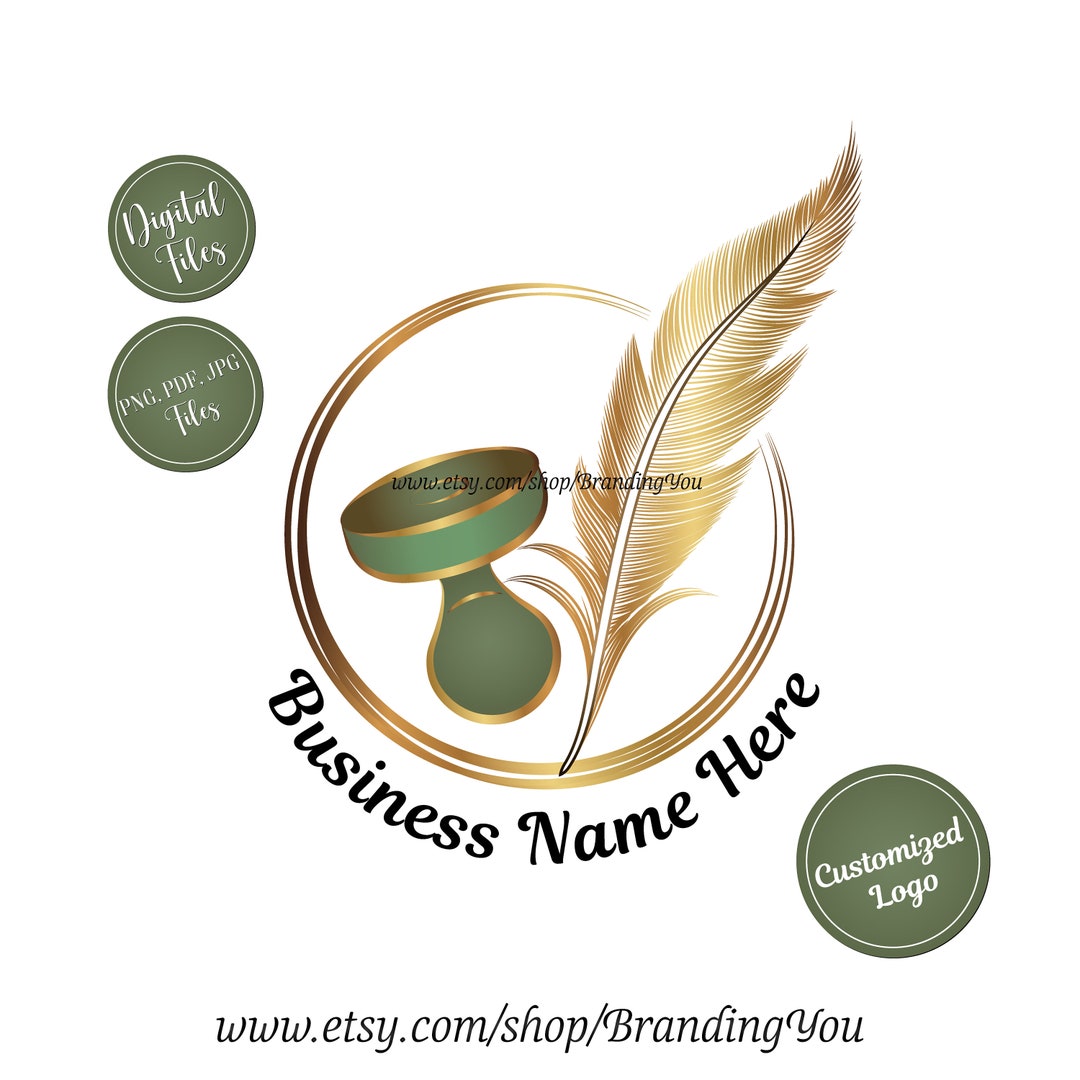 Notary Logo, Stamp Feather Logo, Mobile Notary Round Logo, Loan Signing ...