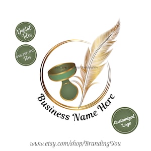Notary Logo, Stamp Feather Logo, Mobile Notary Round Logo, Loan Signing ...