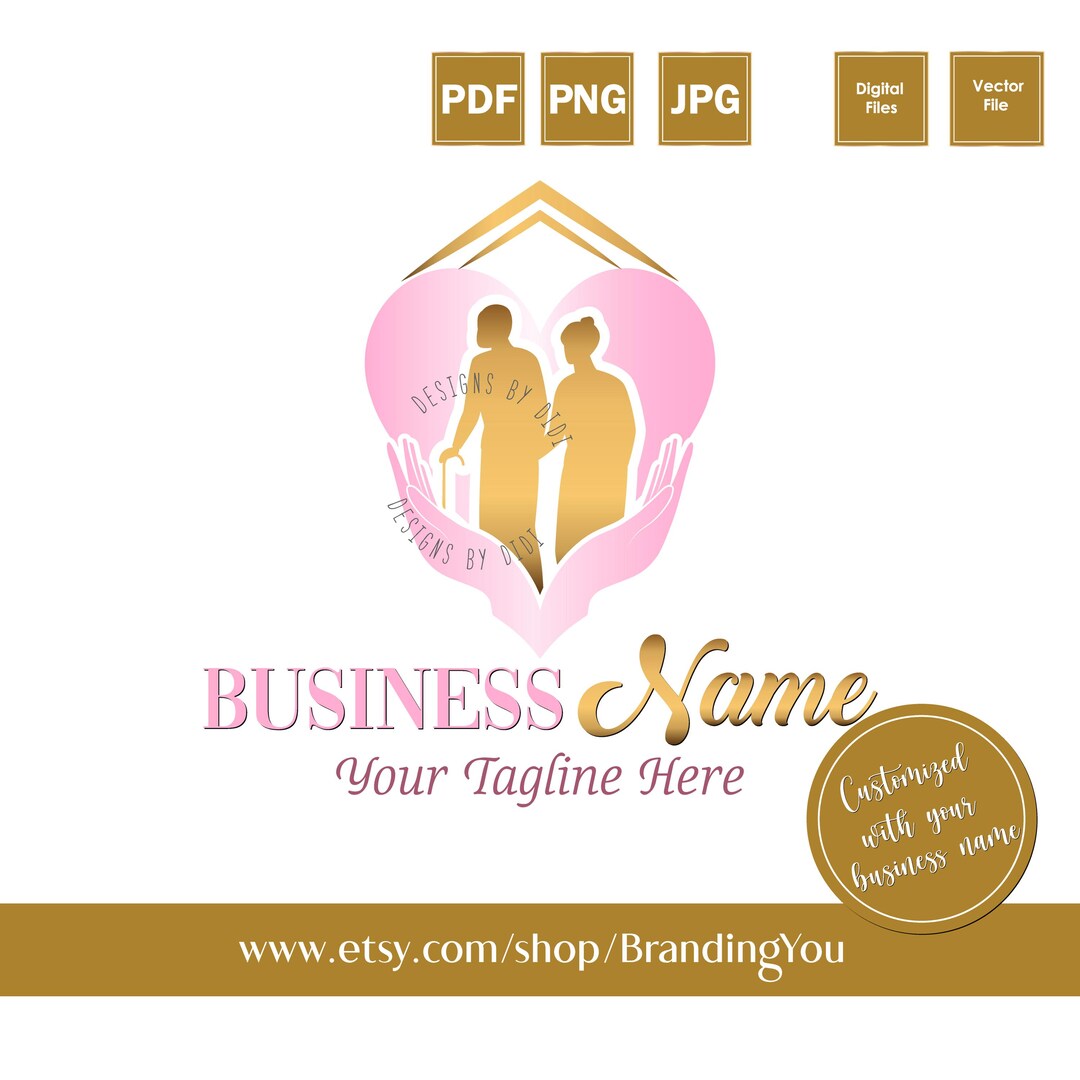 Senior Care Logo, Elderly Home Care Logo Design, Nurse Healthcare Heart ...