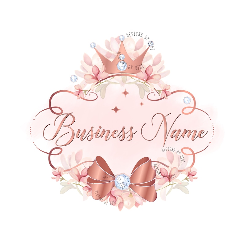 Floral Crown Bow Logo: Premade Boutique Branding (digital Files) - Etsy