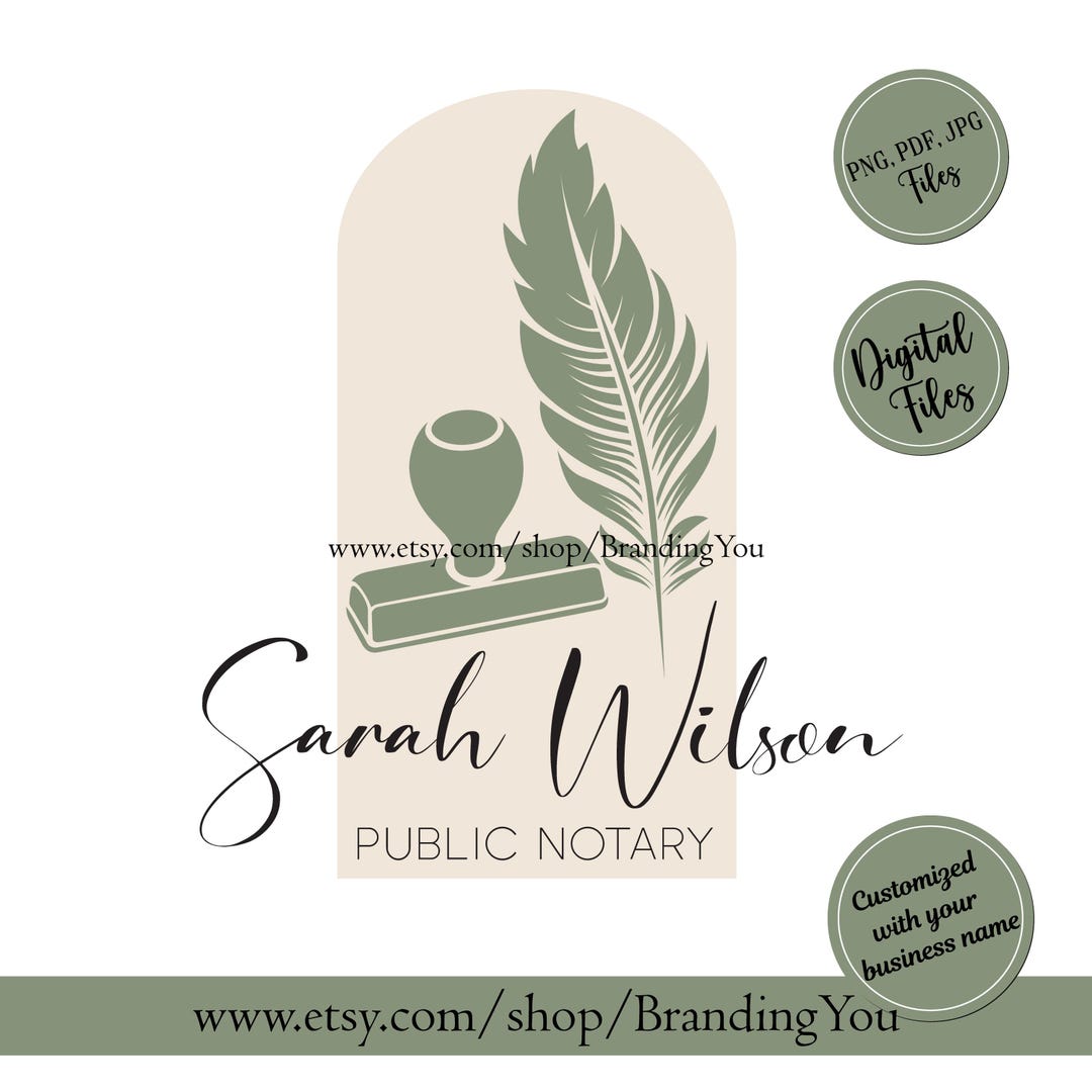 Notary Services Logo, Stamp Feather Graphic Design, Mobile Notary ...