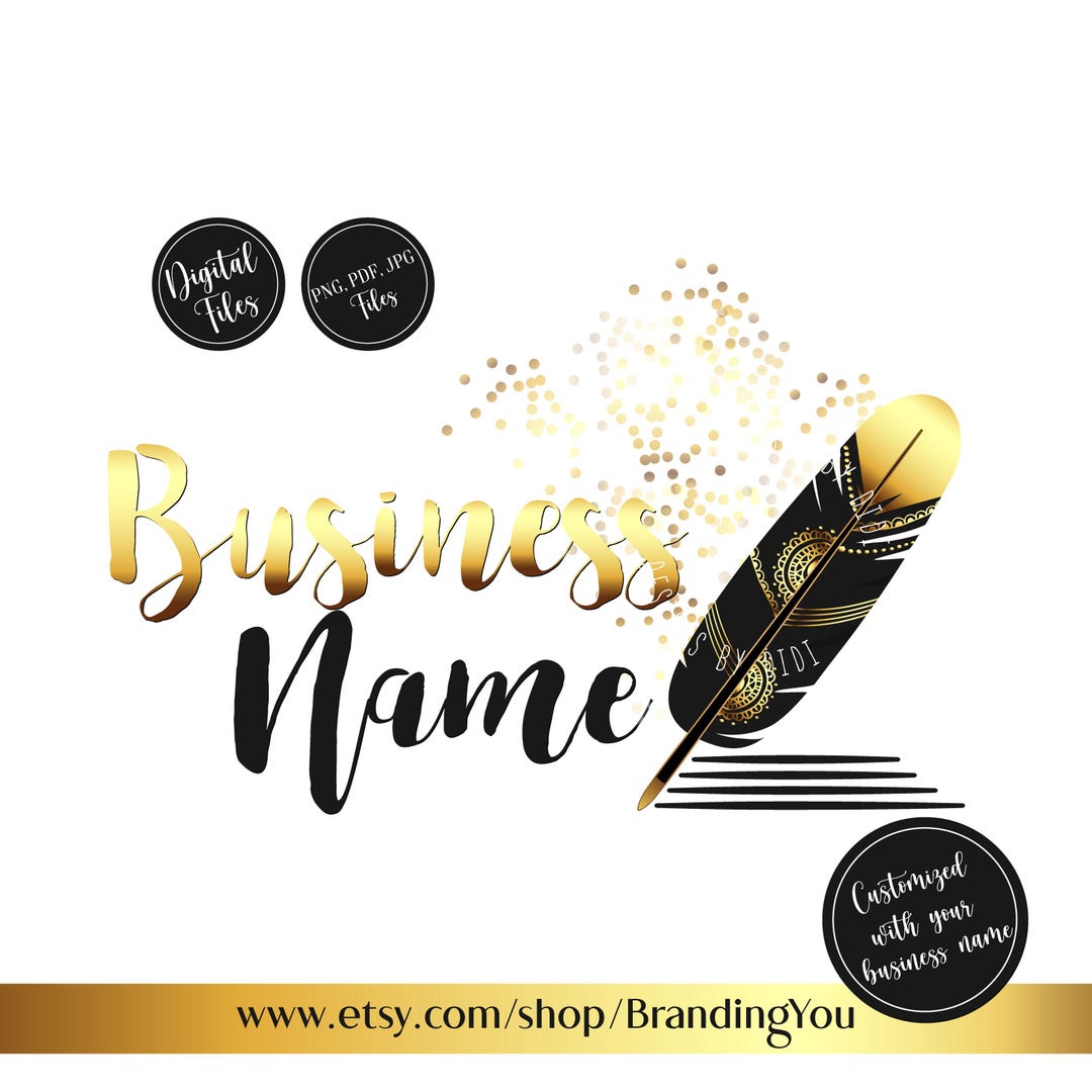 Boho Feather Logo: Notary & Photography Business Branding (digital ...