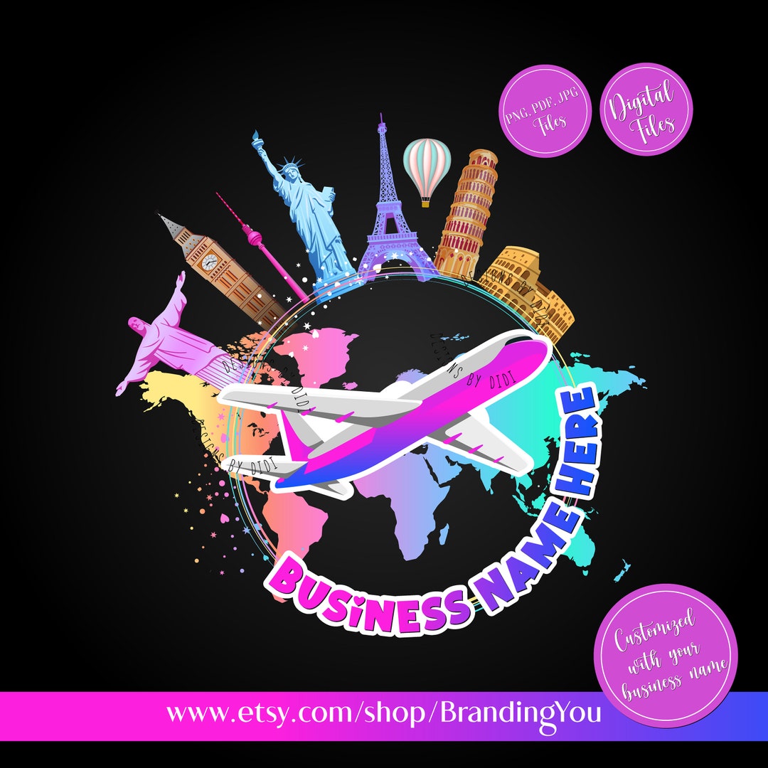 Travel Agent Logo, Colorful Travel Logo, Rainbow Vivid Travel Agency ...