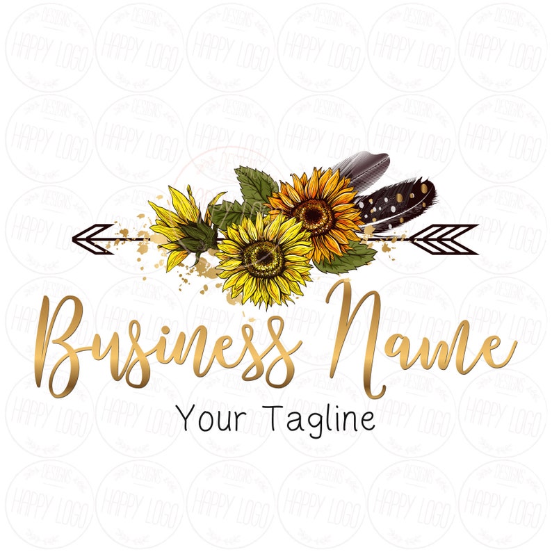 Custom Logo Design Sunflowers Arrow Photography Logo Gold - Etsy