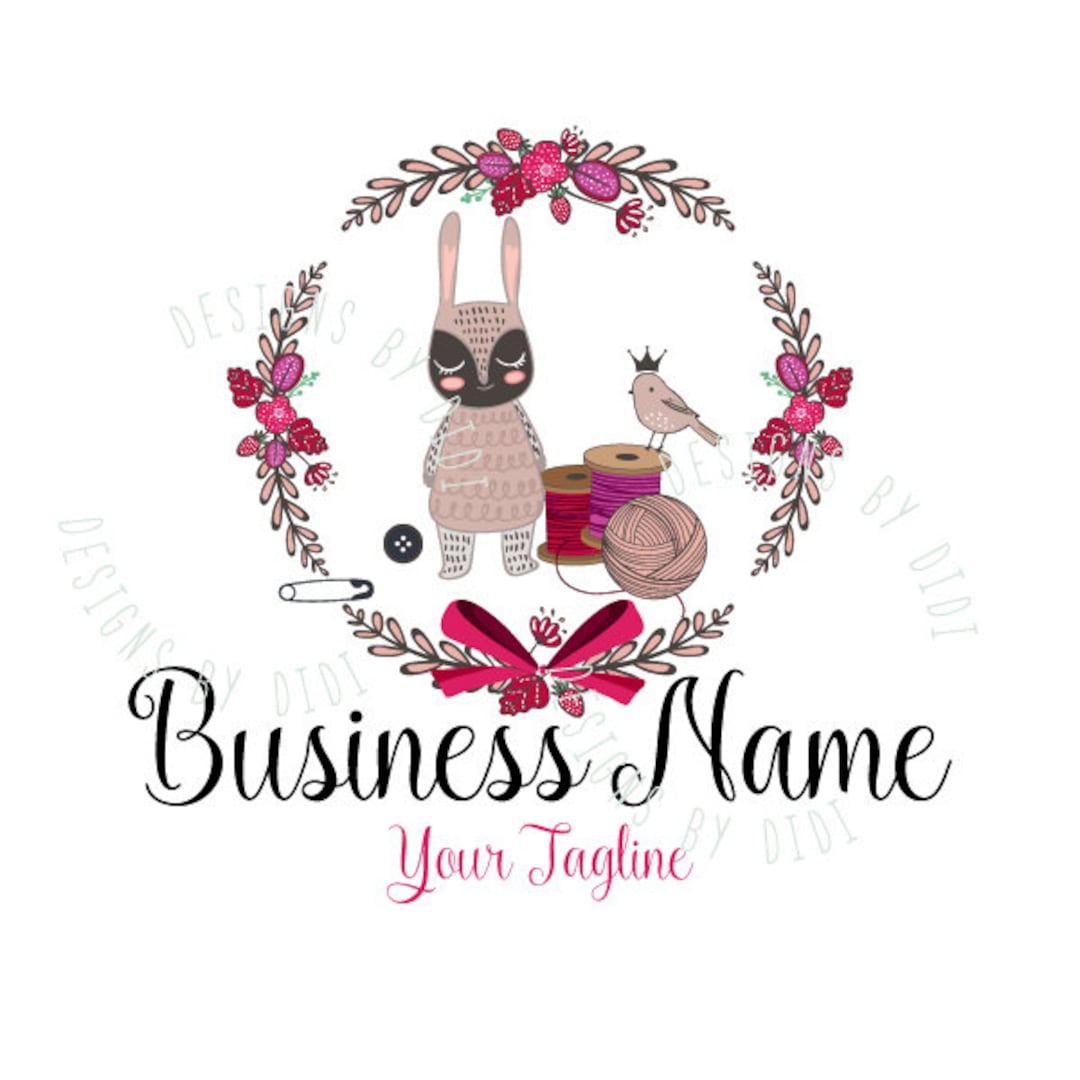 Bunny Bird Crochet Logo: Premade Needlecraft Boutique Branding (digital ...