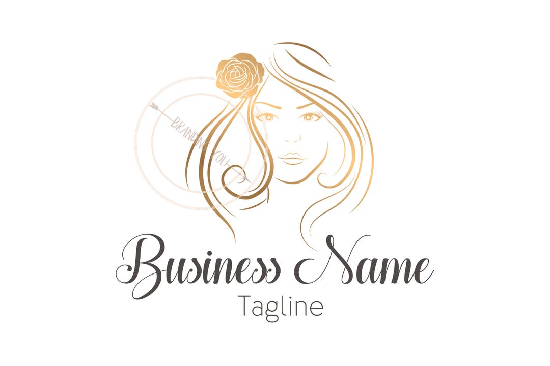 Hair Custom Logo, Gold Lady Lashes Logo, Beauty Lady Eyelash Logo ...