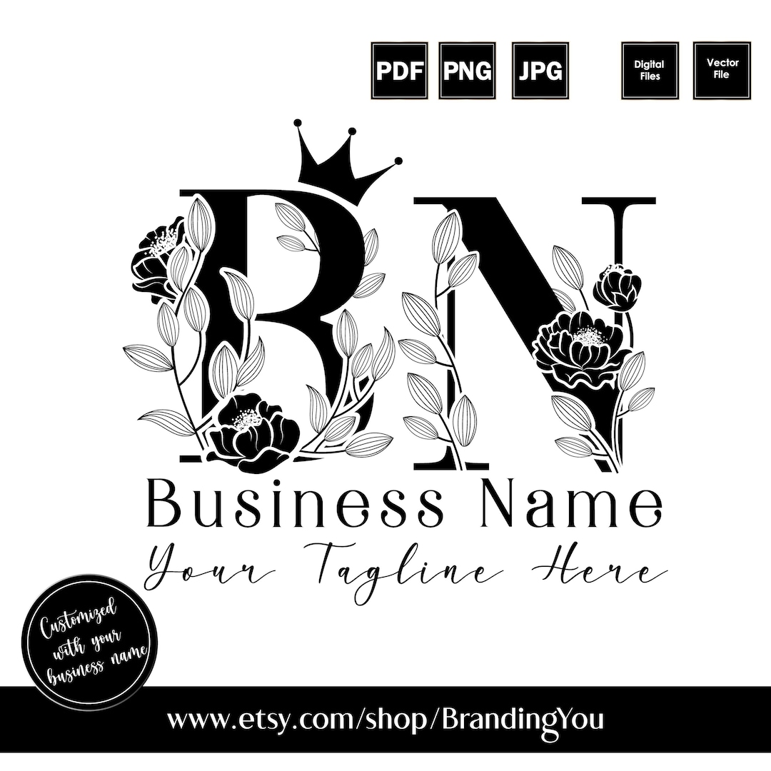 Custom Initials Logo, Beauty Floral Botanical Logo, Initials Signature ...