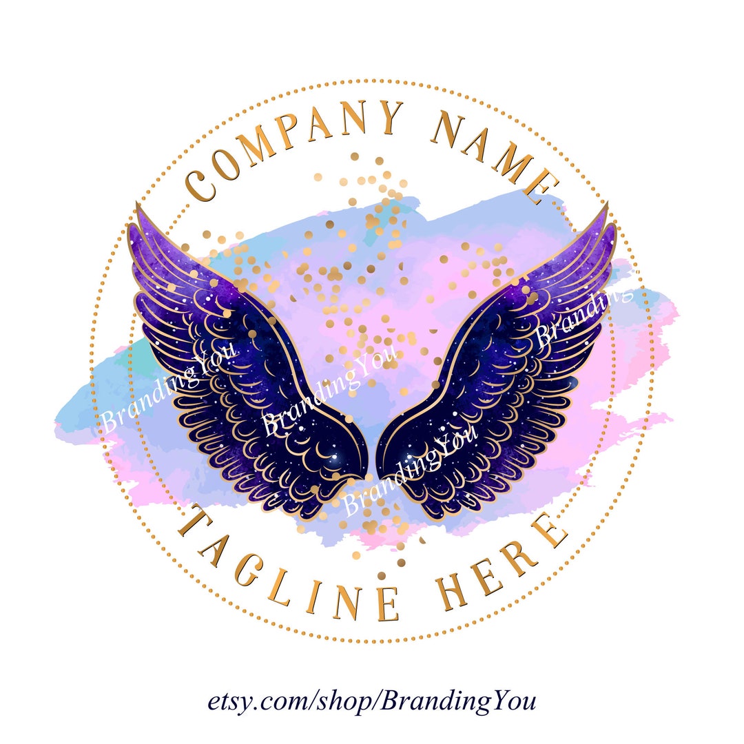 Angel Wings Logo, Watercolor Angel Wings Design, Custom Logo Design ...